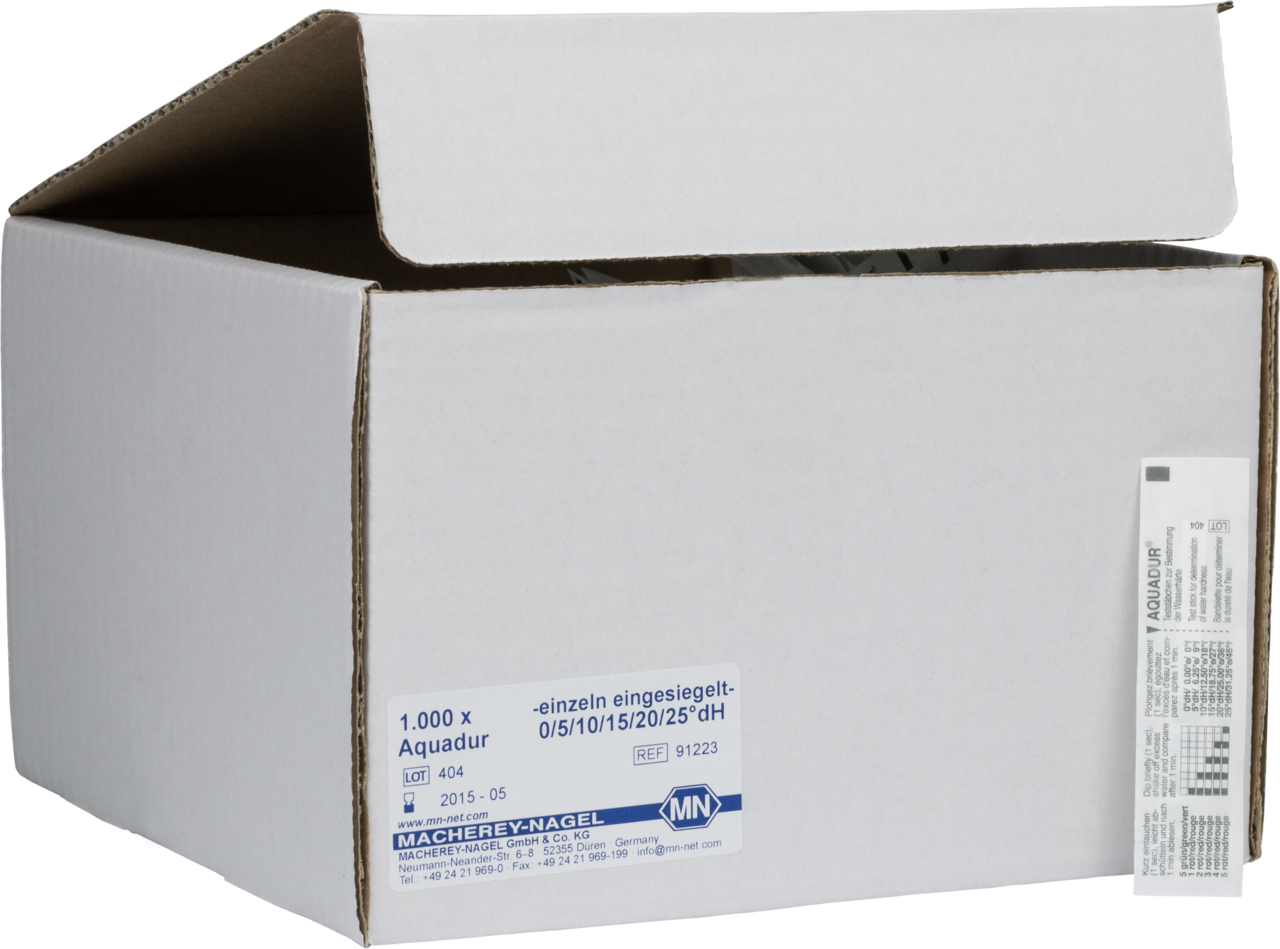 AQUADUR 5–25, for water hardness, individually sealed, 1000 strips, MN ...