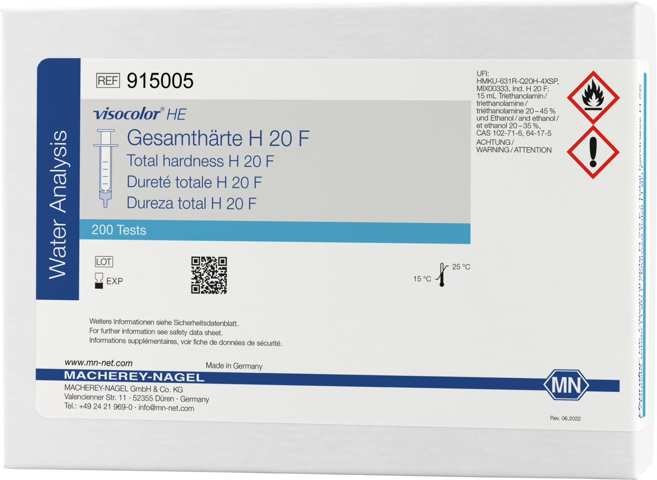 Titrimetric test kit VISOCOLOR HE Total hardness H 20 F MACHEREY-NAGEL ...