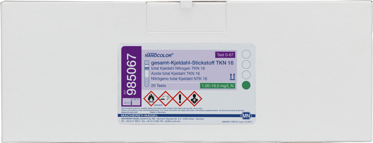 Tube test NANOCOLOR total Kjeldahl nitrogen TKN 16, MACHEREY-NAGEL, MN ...