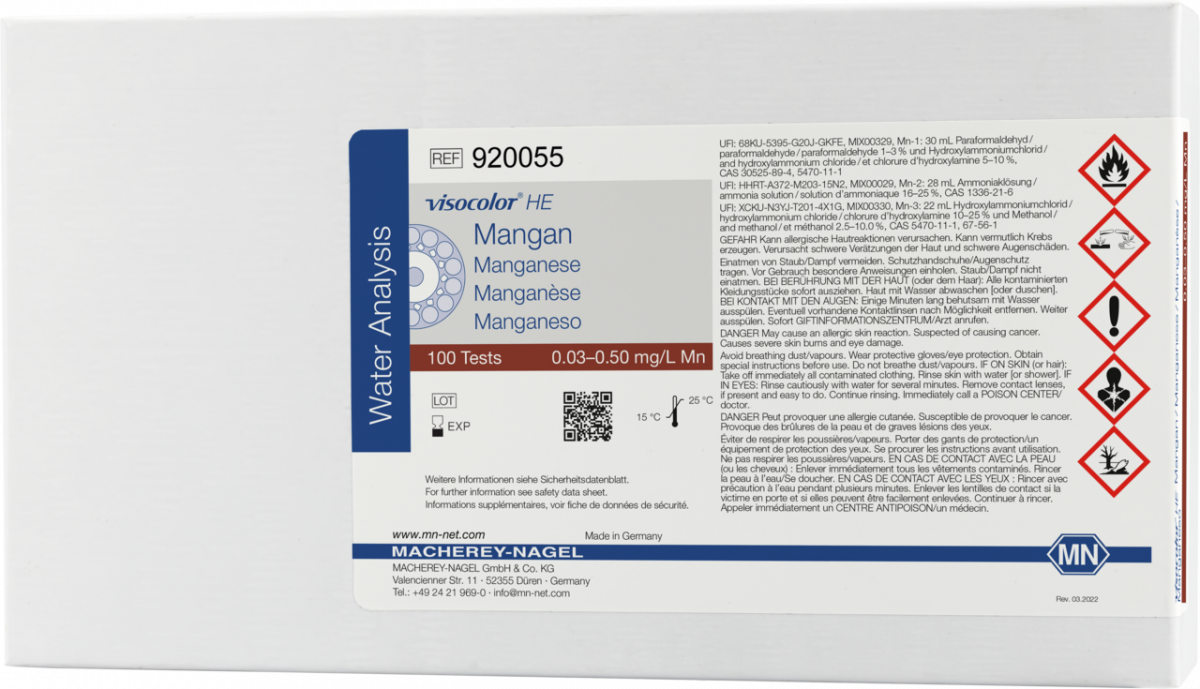 Colorimetric test kit VISOCOLOR HE Manganese, for low concentrations ...