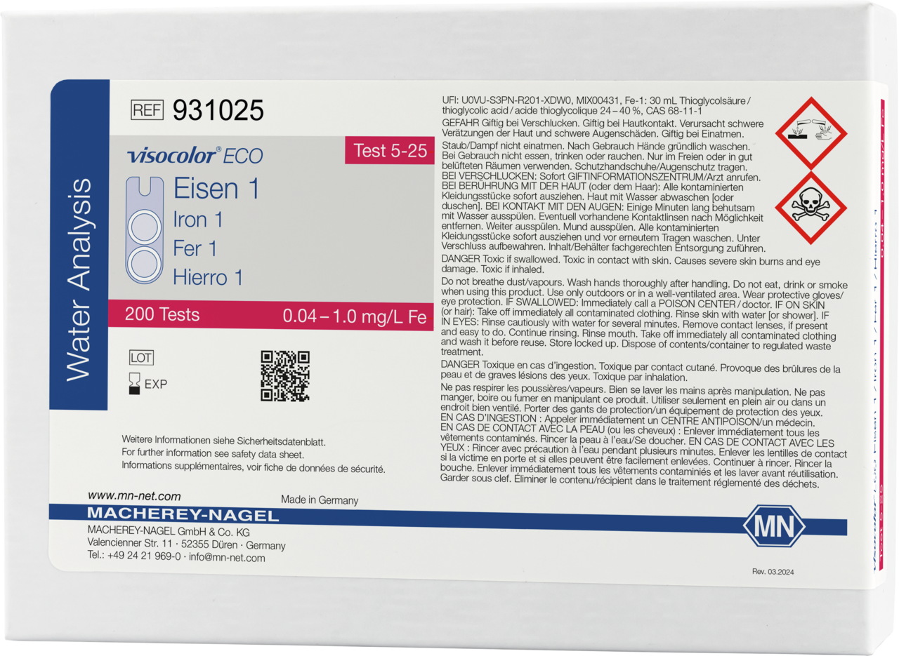 Colorimetric test kit VISOCOLOR ECO Iron 1 MACHEREY-NAGEL, MN ...
