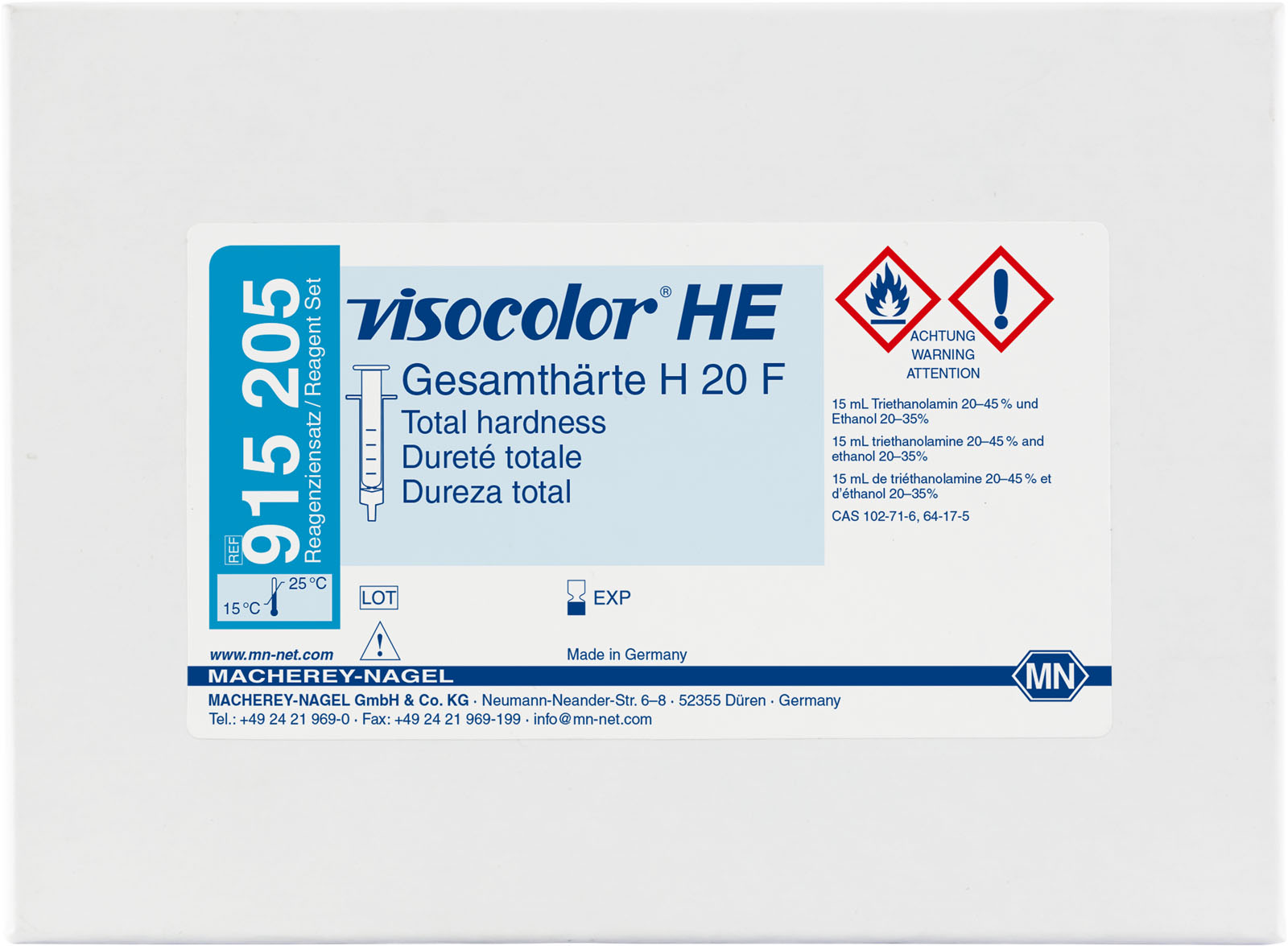 Titrimetrischer Test VISOCOLOR HE Gesamthärte H 20 F, Nachfüllpackung ...