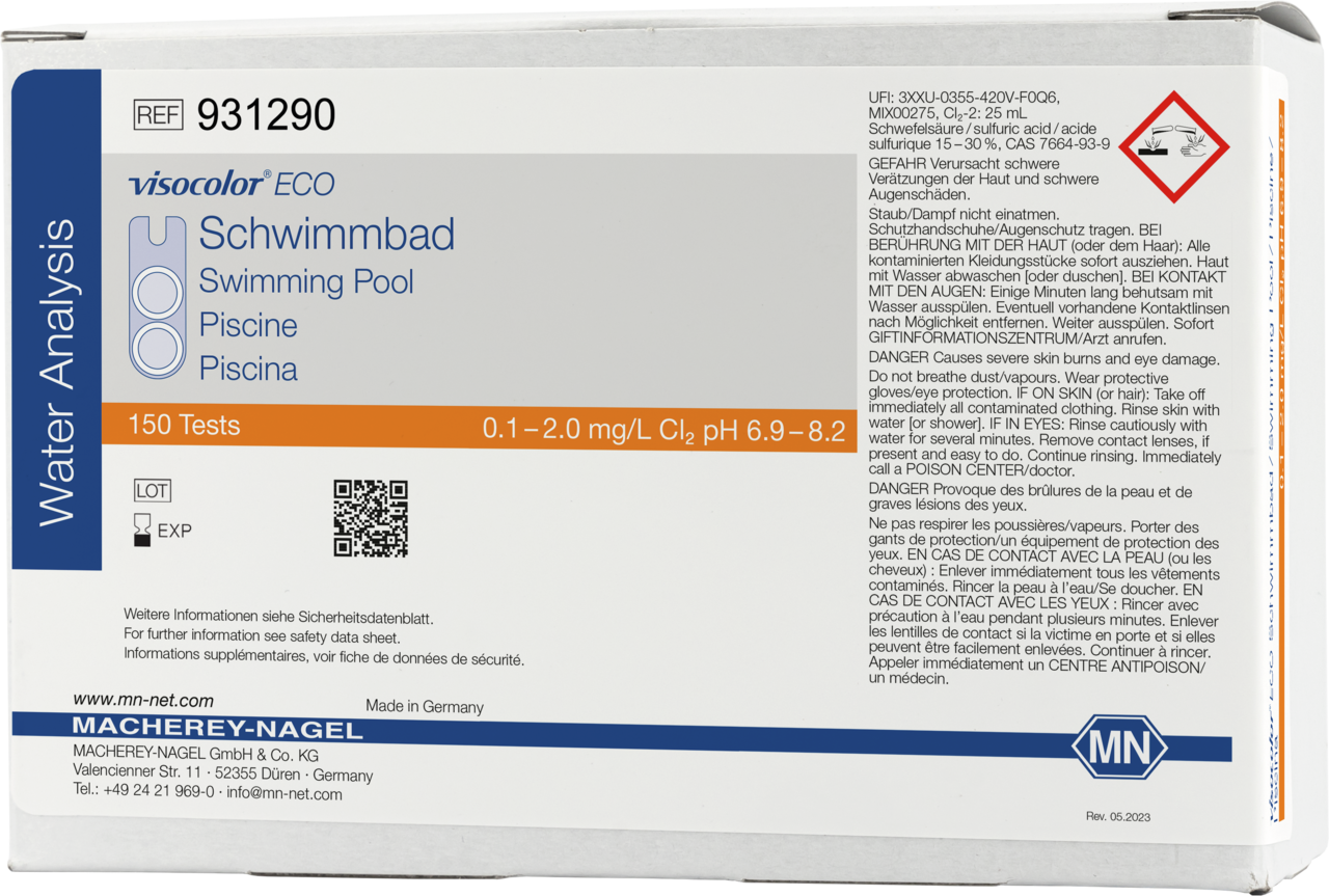 Colorimetric test kit VISOCOLOR ECO Swimming pool (Cl₂ + pH), refill ...