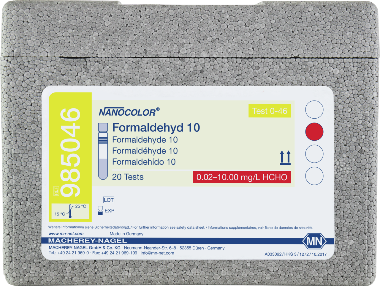 Tube test NANOCOLOR Formaldehyde 10, MACHEREY-NAGEL, MN | MACHEREY-NAGEL
