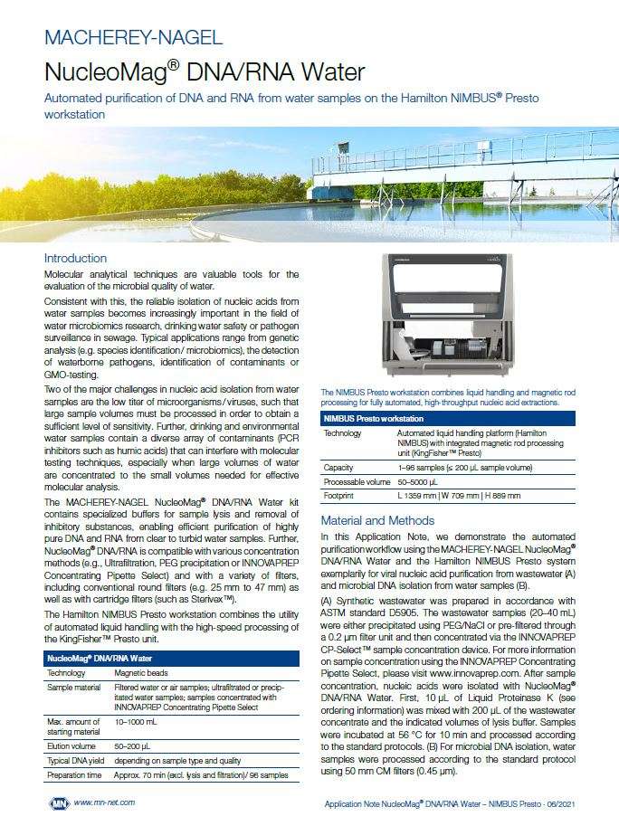 Automated purification of DNA and RNA from water samples on the ...