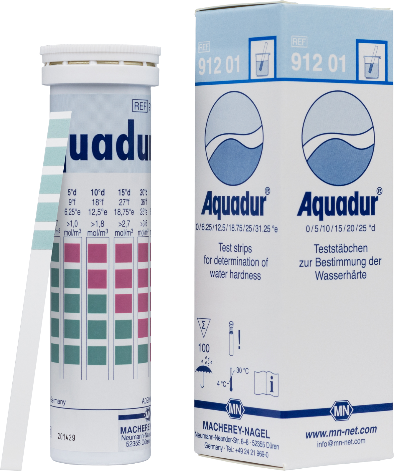 AQUADUR 5–45, pour la dureté de l’eau, boîte,MACHEREY-NAGEL, MN ...