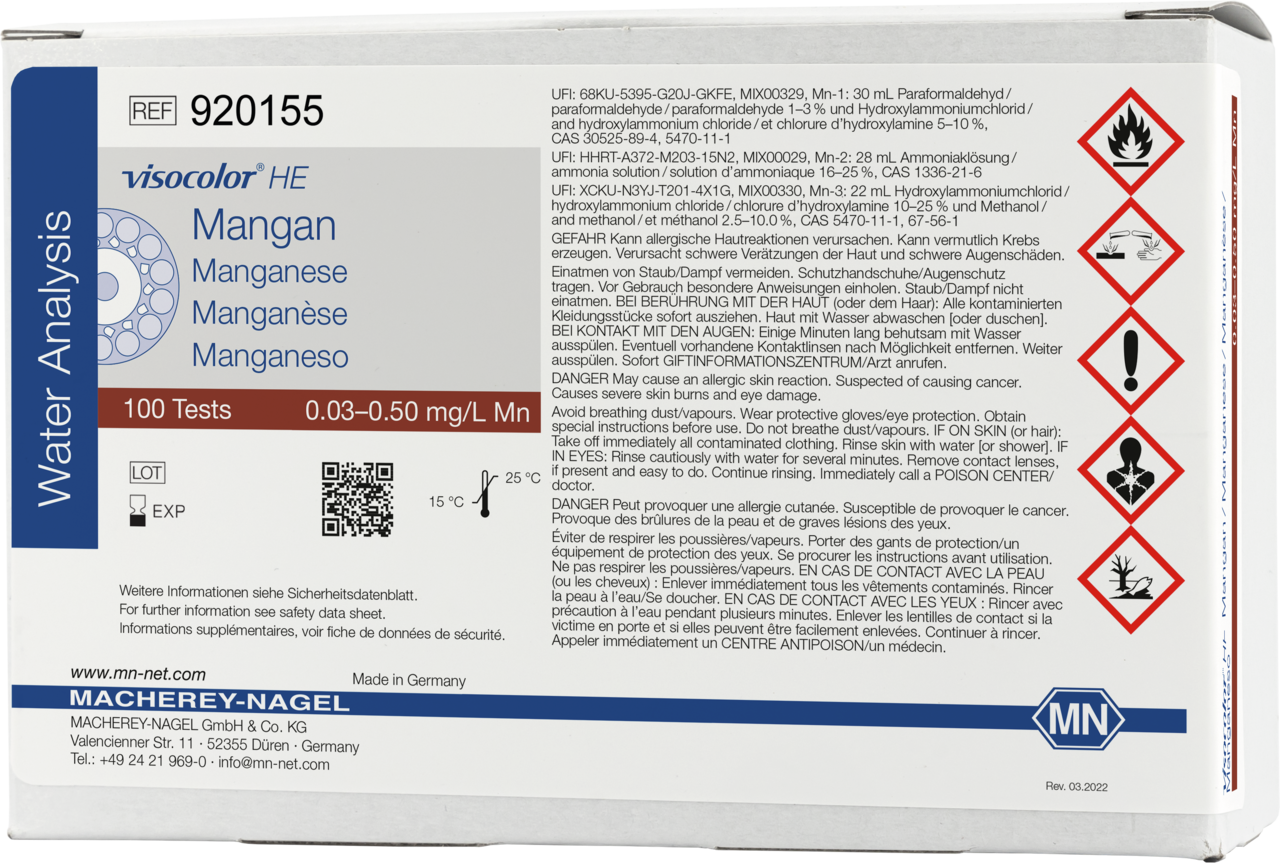 Colorimetric test kit VISOCOLOR HE Manganese, refill pack, MN ...
