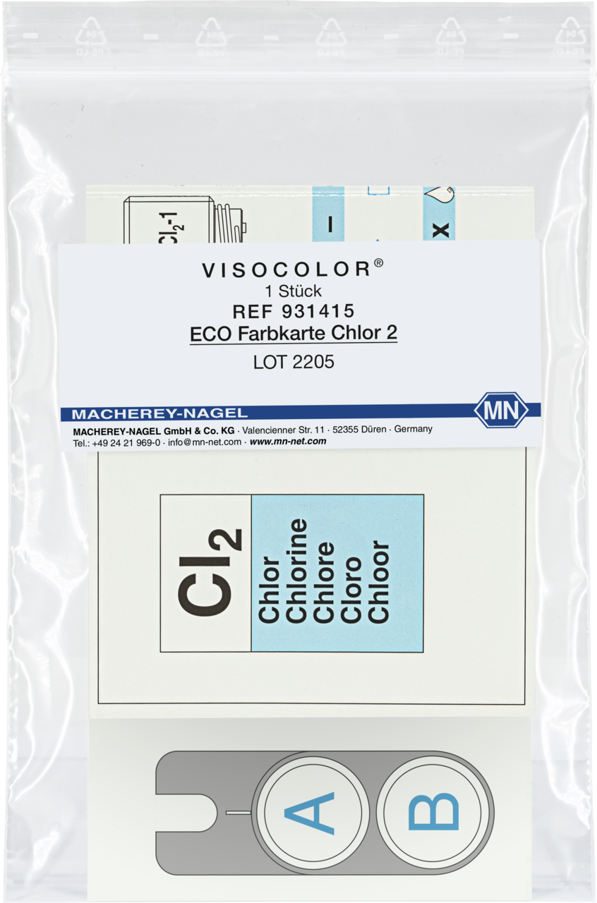 Color comparison chart for VISOCOLOR ECO Chlorine 2, MACHEREY-NAGEL MN ...