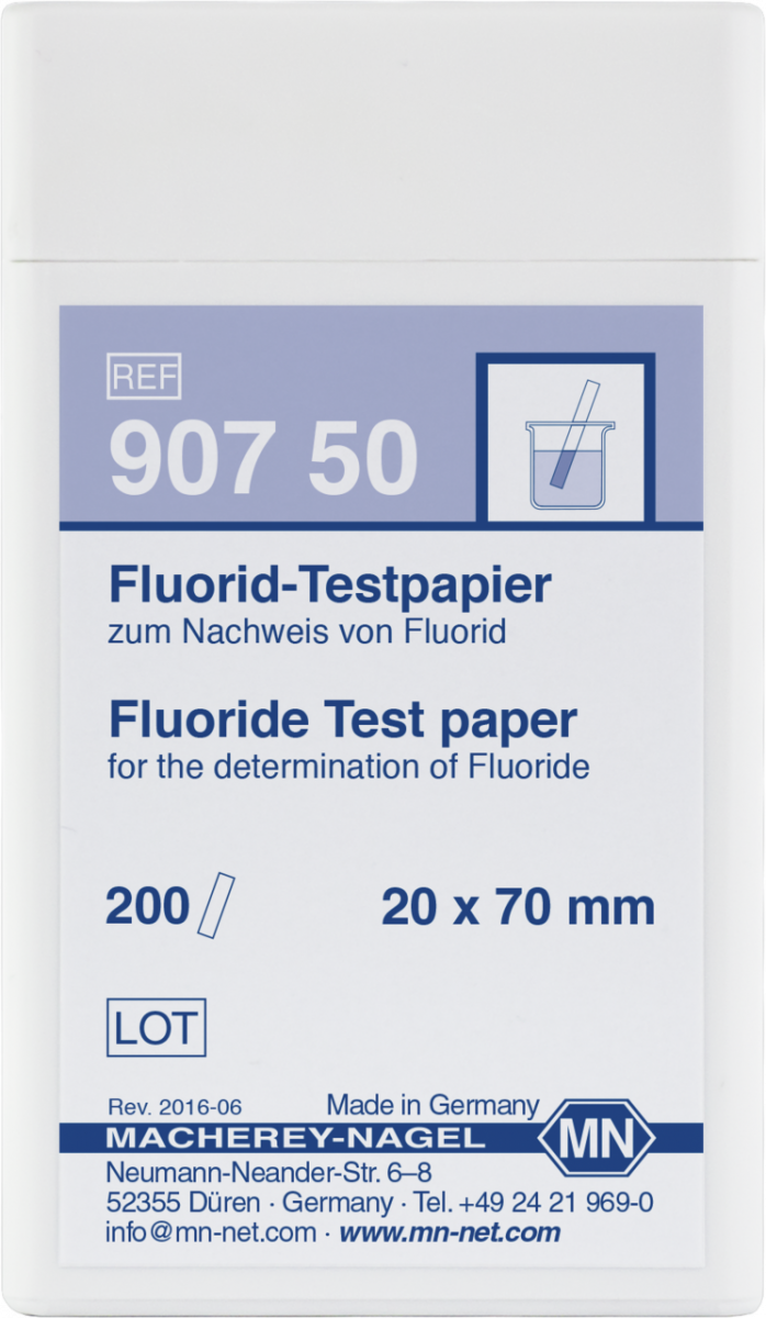 Qualitative Fluoride test paper for Fluoride:20 mg/L F⁻, MN | MACHEREY ...