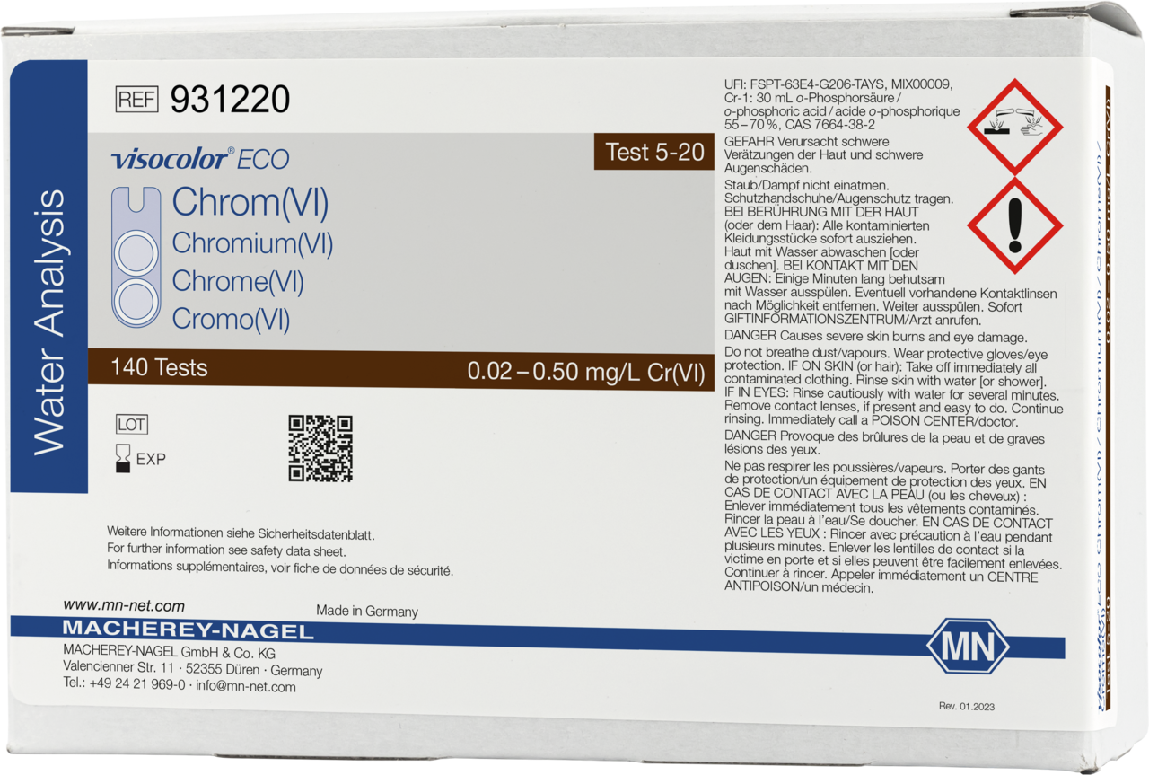 Colorimetric test kit VISOCOLOR ECO Chromium (VI), refill pack, MN ...