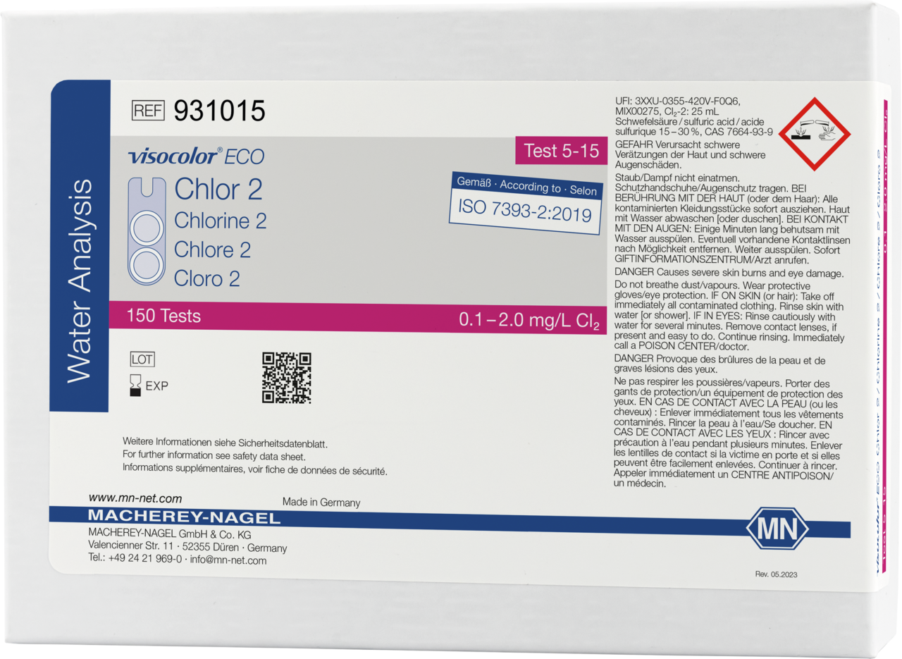 Colorimetric test kit VISOCOLOR ECO Chlorine 2, free and total, MN ...