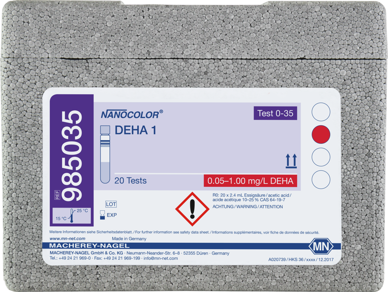 Tube test NANOCOLOR DEHA 1, MACHEREY-NAGEL, MN | MACHEREY-NAGEL