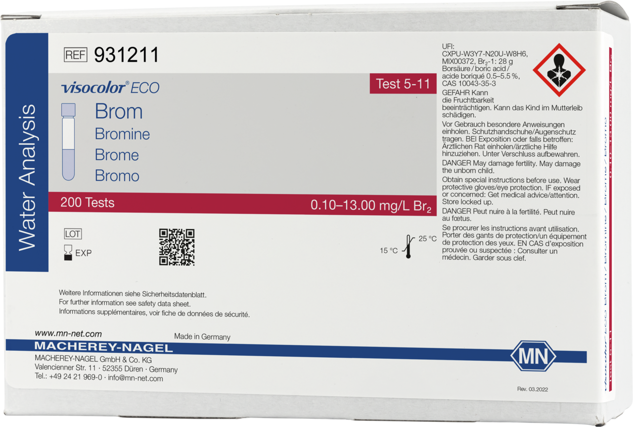 Colorimetric test kit VISOCOLOR ECO Bromine, refill pack MACHEREY-NAGEL ...